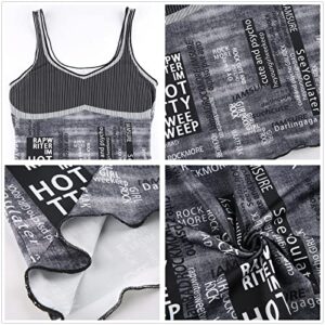 Women 90s Aesthetic Vintage Crop Cami Top Sleeveless Graphic Print Fairy Grunge Tank Vest Top E-Girl Streetwear (S, 11-Vintage)