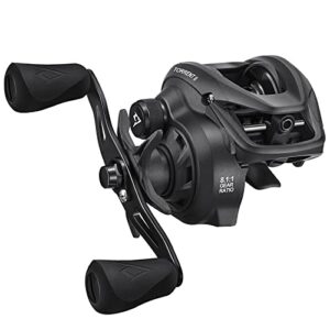 piscifun torrent ii baitcasting fishing reel, 20lb carbon fiber drag baitcasters, 8.1:1 gear ratio & magnet braking system low profile casting reel, right handed