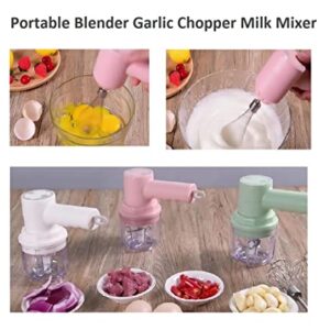 2In1 Hand Blender Garlic Chopper Egg Beater Portable Milk Blender Chili Ginger Crusher Food Cutting Kitchen Tool (Pink)