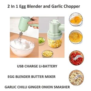 2In1 Hand Blender Garlic Chopper Egg Beater Portable Milk Blender Chili Ginger Crusher Food Cutting Kitchen Tool (Pink)