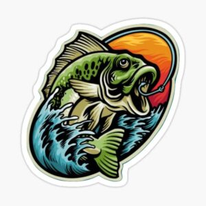 sticky dude | flying bass fish sticker | yeti cup vinyl cooling box waterproof sticker decal car laptop wall window bumper sticker 5"