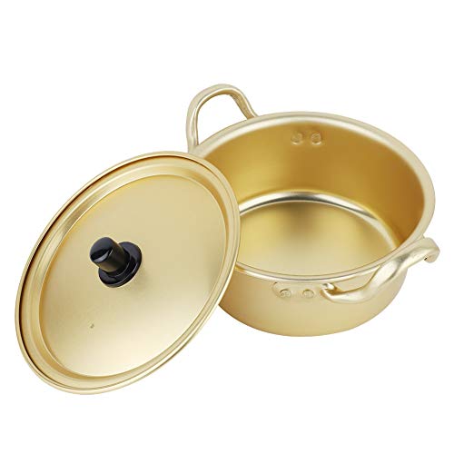 Korean Noodle Ramen Pot,Yellow Aluminum Nonstick Korean Traditional Instant Stockpot,Cookware for Kitchen,Great for Soup, Curry, Pasta(20cm)