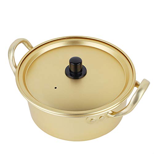 Korean Noodle Ramen Pot,Yellow Aluminum Nonstick Korean Traditional Instant Stockpot,Cookware for Kitchen,Great for Soup, Curry, Pasta(20cm)