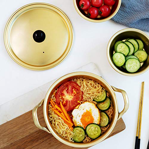 Korean Noodle Ramen Pot,Yellow Aluminum Nonstick Korean Traditional Instant Stockpot,Cookware for Kitchen,Great for Soup, Curry, Pasta(20cm)