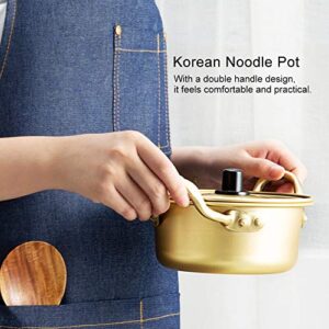 Korean Noodle Ramen Pot,Yellow Aluminum Nonstick Korean Traditional Instant Stockpot,Cookware for Kitchen,Great for Soup, Curry, Pasta(20cm)