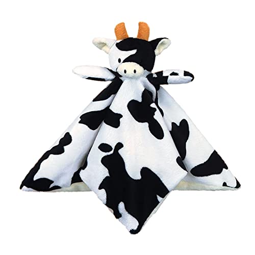 Doindute Baby Cow Soft Stuffed Animal Security Blanket, Plush Cow Character Lovey Blanket, Baby Shower/Nursery Gift, Cuddly Newborn, Infant, Toddler Snuggle Blankie for Boys Girls, 13" (Orange Horns)