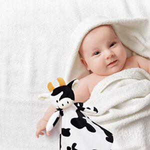 Doindute Baby Cow Soft Stuffed Animal Security Blanket, Plush Cow Character Lovey Blanket, Baby Shower/Nursery Gift, Cuddly Newborn, Infant, Toddler Snuggle Blankie for Boys Girls, 13" (Orange Horns)