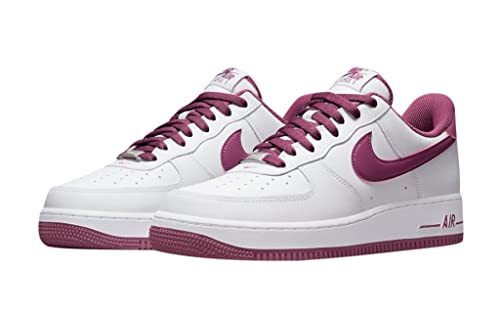 Nike mens Air Force 1 07 Leather Trainers, White/Light Bordeaux-white, 10