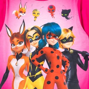 Miraculous Cat Noir Ladybug Rena Rouge Little Girls Pajama Shirt Pants Pink/Black 7-8