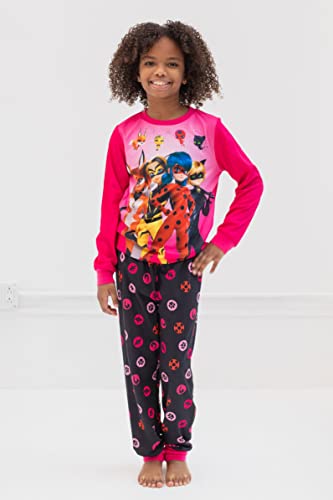 Miraculous Cat Noir Ladybug Rena Rouge Little Girls Pajama Shirt Pants Pink/Black 5-6