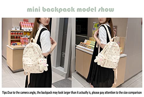 ZFOFLIK Small Flower school bag for Teen Girls Kawaii Floral Backpack for Girls Women Student Aesthetic Cute Mini Bookbag girls backpacks ages 8-10(white)