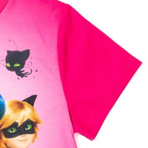 Miraculous Cat Noir Ladybug Rena Rouge Little Girls Pajama Shirt Shorts Black/Pink 4