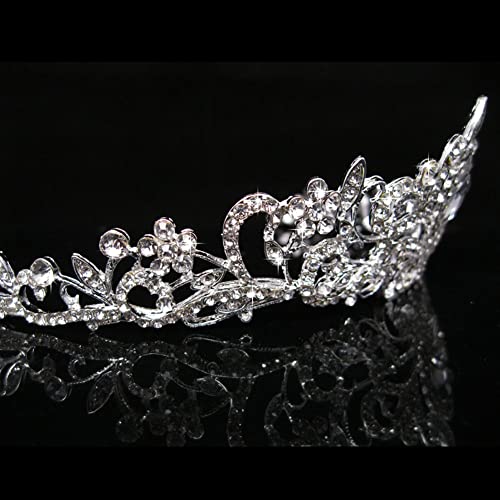 Halloween Silver Crowns for Women Rhinestone Weddings Birthdays Parties Quinceanera Girls' Princess Queen and Bride Crystal Tiara with Combs