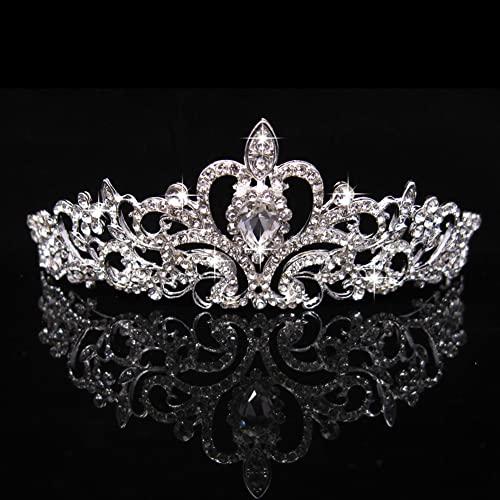 Halloween Silver Crowns for Women Rhinestone Weddings Birthdays Parties Quinceanera Girls' Princess Queen and Bride Crystal Tiara with Combs