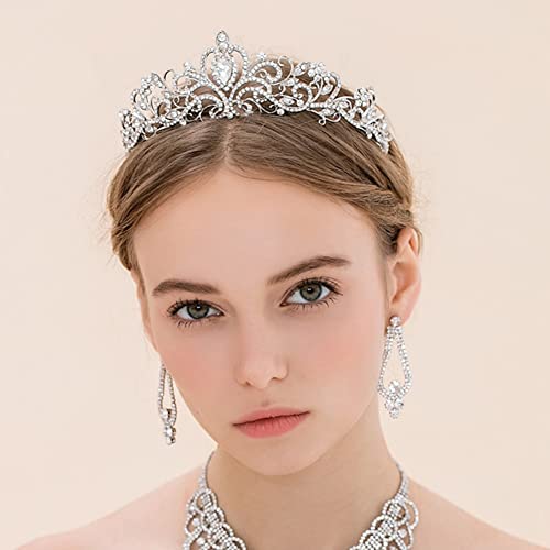 Halloween Silver Crowns for Women Rhinestone Weddings Birthdays Parties Quinceanera Girls' Princess Queen and Bride Crystal Tiara with Combs