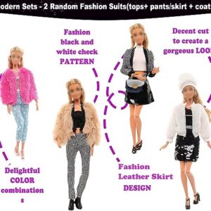 11.5 Inch Doll Clothes & Accessories 4 Tops 4 Pants/Skirts Outfits 2 Coats 2 Fashion Dresses 10 Shoes 2 Glasses 11 Handbags for 11.5 Inch Dolls