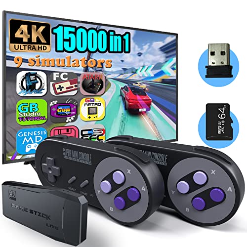 Fadist Retro Game Console, Built in 15000+ Classic Games, 4K HD Output, Emulator Game Console with 2 Ergonomics Controllers, Plug and Play Game Box, Ideal Gift for Kids, Adult, Friend, Lover