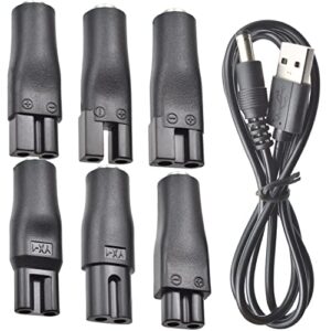 7 pcs power cord 5v replacement charger usb adapter suitable for electric hair clippers, beard trimmers, shavers, beauty instruments, desk lamps, purifiers.