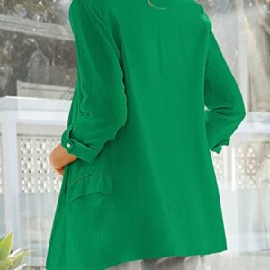 ANRABESS Womens 2023 Spring Summer Casual Open Front Long Sleeve Lightweight Work Office Jackets Blazer Suit 559lvse-L Green