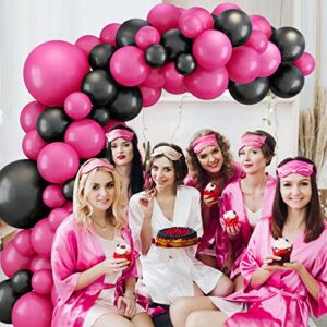 Balloons Garland Arch Kit, Rose Red Black Balloon Arch Kit, Hot Pink Latex Balloons Party Balloons For Birthday Decoration Wedding Baby Shower Engagement Graduation Decoration Party Supplies