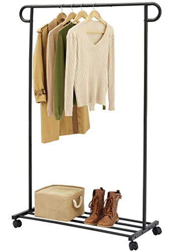 Hoctieon Rolling Clothes Rack,Portable Clothing Racks for Hanging Clothes,White Garment Rack on Wheels,Freestanding Closet Wardrobe Rack