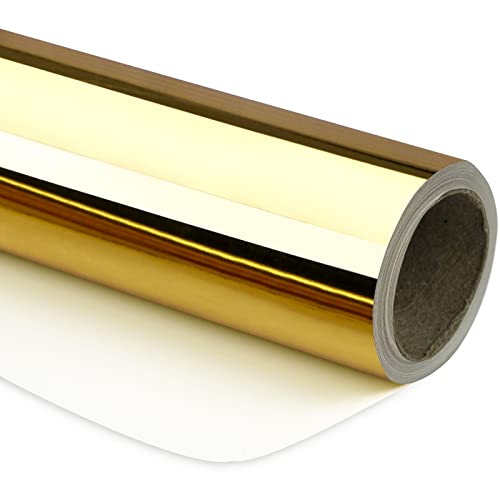 RUSPEPA Gold Metallic Wrapping Paper - Solid Color Paper Perfect for Wedding, Birthday, Christmas, Baby Shower - 17.5 Inches X 32.8 Feet