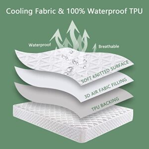 Premium 100% Waterproof Mattress Protector California King Size Bed Bamboo Mattress Cover Breathable 3D Air Fabric Cooling Mattress Pad Cover Smooth Soft Noiseless Washable, 8''-21'' Deep Pocket