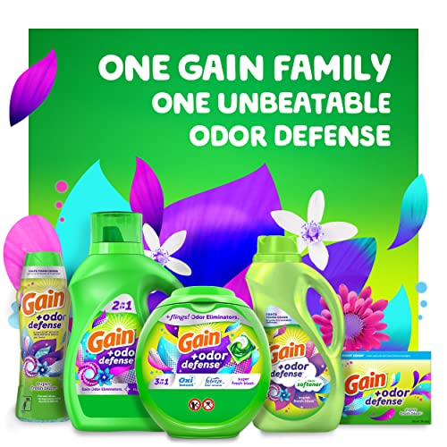 Gain + Odor Defense Laundry Detergent Liquid Soap, 2-Pack, Super Fresh Blast Scent, 65 Fl Oz Each