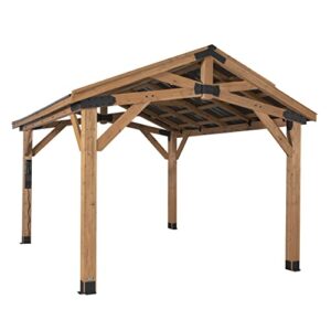 Backyard Discovery Norwood 14x12 All Cedar Wood Gazebo,Thermal Insulated Steel Roof, Durable, Supports Snow Loads and Wind Speed, Rot Resistant, Backyard, Deck, Garden, Patio