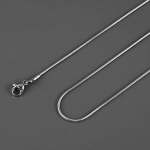 HZMAN Silver 1.2mm Width Stainless Steel Dainty Thin Round Snake Chain Necklace 16"-24'' inch Link for Women Men with Lobster Claw Clasp（16"