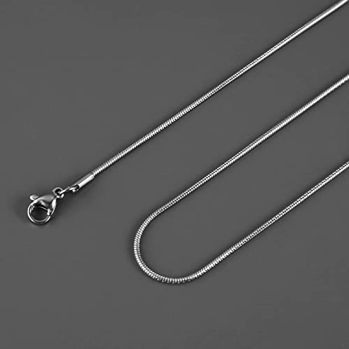 HZMAN Silver 1.2mm Width Stainless Steel Dainty Thin Round Snake Chain Necklace 16"-24'' inch Link for Women Men with Lobster Claw Clasp（16"