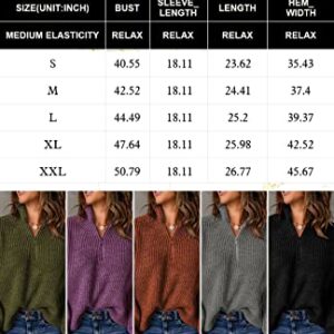 EVALESS Sweaters for Women Waffle Knit Long Sleeve Quarter Zip Pullover for Women Business Casual Fall Fashion Tops Winter Trendy Aestheic Teathcer Clothes V Neck Oversized Green Sweater,Samll Size