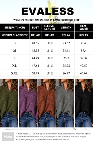 EVALESS Sweaters for Women Waffle Knit Long Sleeve Quarter Zip Pullover for Women Business Casual Fall Fashion Tops Winter Trendy Aestheic Teathcer Clothes V Neck Oversized Green Sweater,Samll Size