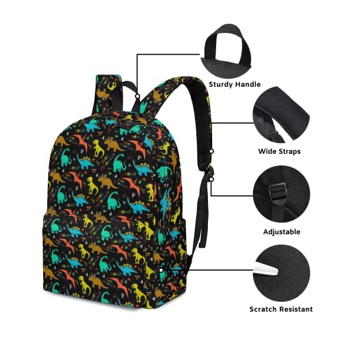 Psxnvid Dinosaur Backpack for Boys Girls, Cute School Bag Kids Travel Bag Book Bag Laptop bag with Double Side Pockets, Back to School Gifts Animal Print School Supplies for Teens