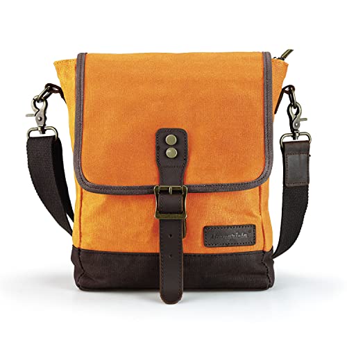 SHANGRI-LA Messenger Bag for Men and Women Canvas Purse Waterproof Crossbody Shoulder Bag Casual Sling Pack (Orange-Small)