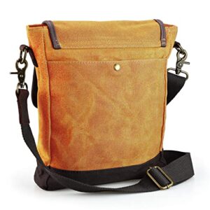 SHANGRI-LA Messenger Bag for Men and Women Canvas Purse Waterproof Crossbody Shoulder Bag Casual Sling Pack (Orange-Small)