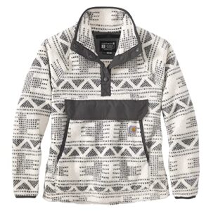 carhartt women's relaxed fit fleece pullover, malt geo aztec, small