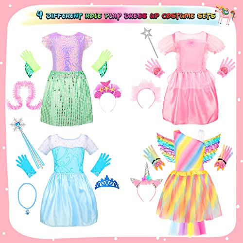 LIMIROLER Princess Dress Up Clothes for Little Girls Princess Role Play Costume Gift Set 25 Pcs Pretend Toys Kit for Toddlers Girls Aged 3-6 Years Old