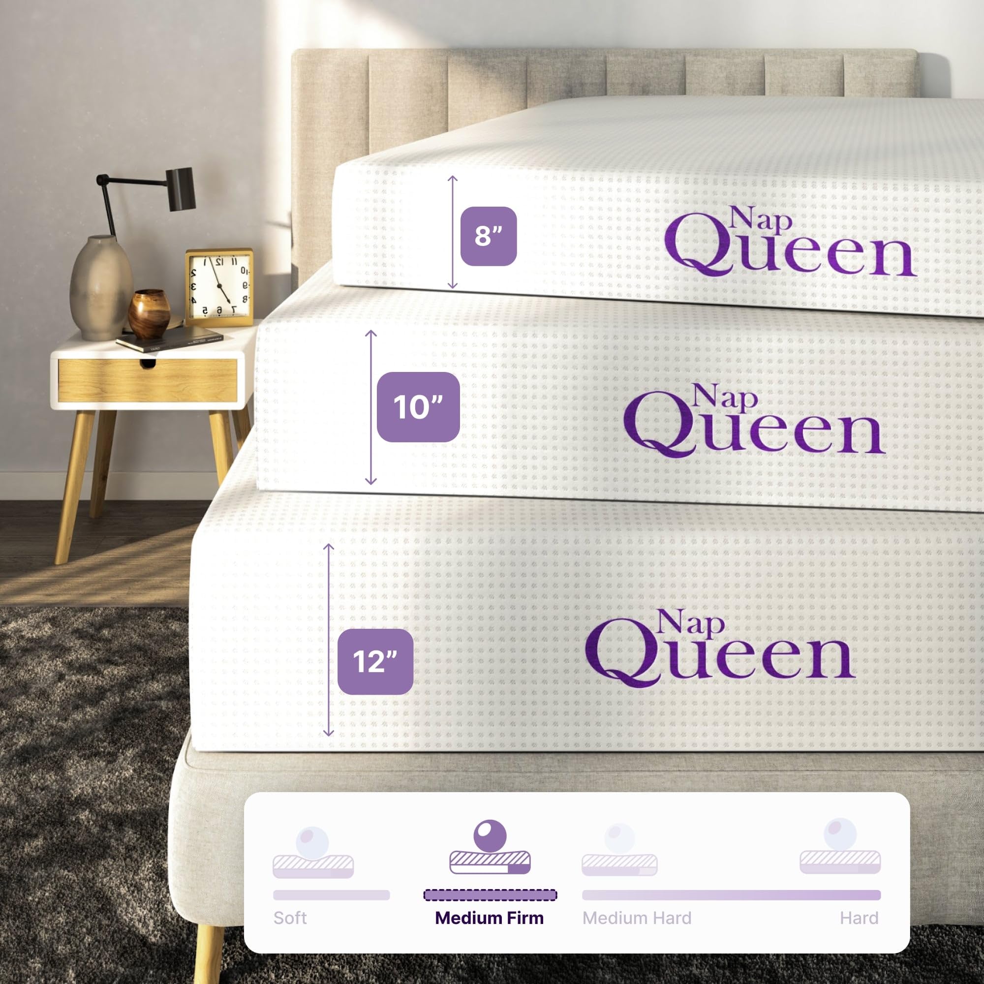 NapQueen 6 Inch Twin-XL Size Mattress, Bamboo Charcoal Memory Foam Mattress, Bed in a Box