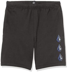 volcom iconic stone fleece sweatshort (big boys & little boys sizes), new black blue, medium