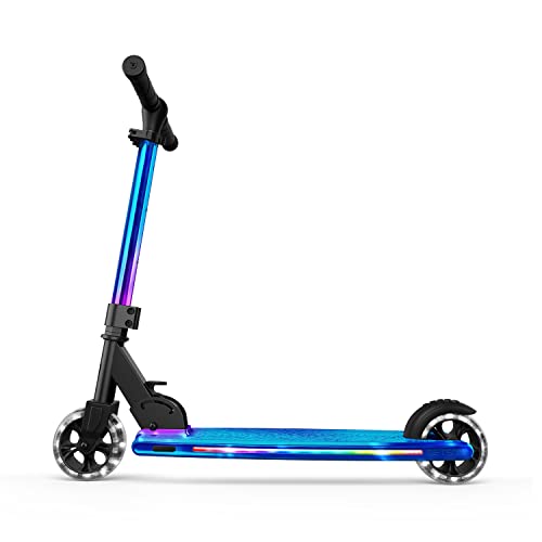 Jetson Scooters - Mars Kick Scooter (Iridescent) - Collapsible Portable Kids Push Scooter - Lightweight Folding Design with High Visibility RGB Light Up LEDs on Wheels and Deck