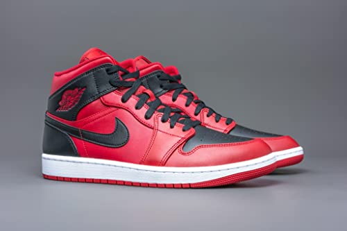 Nike Jordan Mens Jordan 1 Mid 554724 660 Reverse Bred, Gym Red/Black/White, Size 10.5