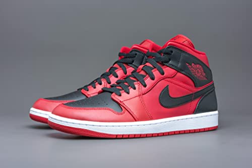 Nike Jordan Mens Jordan 1 Mid 554724 660 Reverse Bred, Gym Red/Black/White, Size 10.5