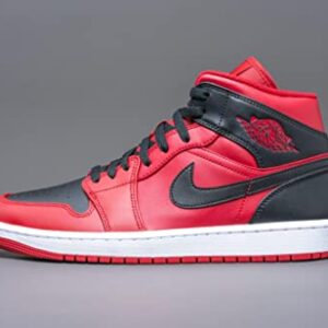 Nike Jordan Mens Jordan 1 Mid 554724 660 Reverse Bred, Gym Red/Black/White, Size 10.5