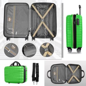 LEAVES KING Luggage 5 Piece Sets, Hard Shell Luggage Set Expandable Carry on Luggage Suitcase with Spinner Wheels Durable Lightweight Travel Set for Men Women(14/18/20/24/28, Apple Green)