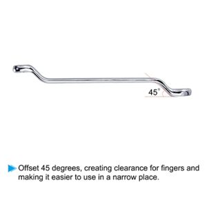 uxcell 45-Degree Offset Box End Wrench Set, 5.5-14mm Metric CR-V Steel with Rolling Pouch, 4-Piece