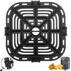 air fryer grill pan for cosori air fryer pro le 5 qt, non-stick 8.26’’*8.26’’square air fryer rack replacement parts accessories grill plate crisper plate tray with rubber bumpers, dishwasher safe