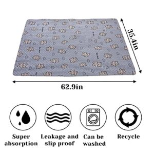 PINVNBY Rabbit Cage Liners 35.4"x62.9"Washable Guinea Pig cage Liners Reusable Pet Training Pads for Hamster Chinchilla Cats Puppies