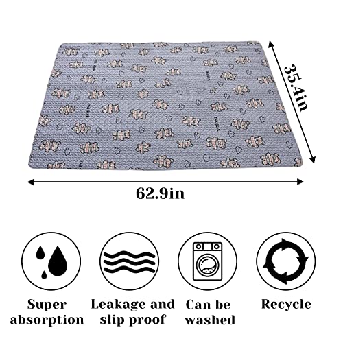 PINVNBY Rabbit Cage Liners 35.4"x62.9"Washable Guinea Pig cage Liners Reusable Pet Training Pads for Hamster Chinchilla Cats Puppies