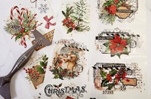 beautiful christmas xmas tag | mini decor transfers | redesign with prima rub-on furniture